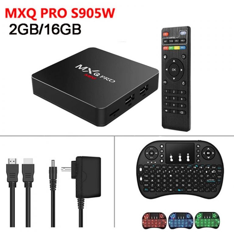 Boîtier TV lecteur multimédia MXQ Pro HD 4K/3D, Android 7.1, Wi-Fi 2,4 ...