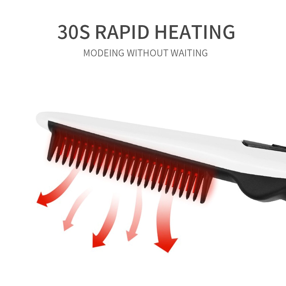 Peigne à cheveux lisseur pour barbe électrique rapide multifonctionnel outil pour bigoudi ...